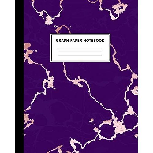 Graph Paper Notebook: Beautiful Purple Marble And Rose Gold | 8 X 10 ...