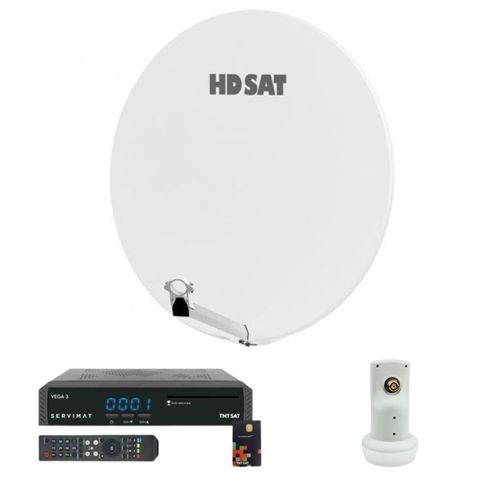 Pack HDSAT Parabole Satellite Fibre Composite Blanche 85cm + LNB Single + VEGA 3 Récepteur TV ...