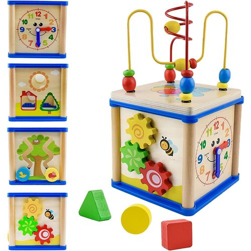 Jerryshopping 5 en 1 Cube Activite de Motricité en Bois Multifonctions Jouet Cadeau pour 1 2 3 ...