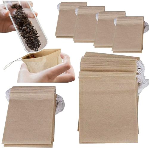 Kcbbe Sachets de thé jetables, 600 pièces, sachets filtrants en papier naturel non blanchi avec ...
