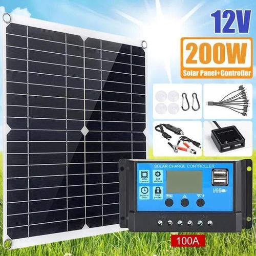 Kit de panneau solaire 200W 12 V module solaire monocristallin flexible pour camping-car bateau ...