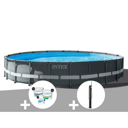 Kit piscine tubulaire Intex Ultra XTR Frame ronde 6,10 x 1,22 m + Kit ...