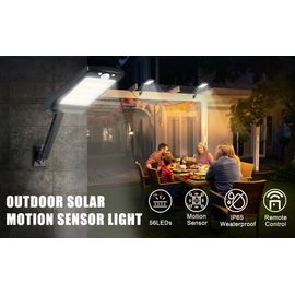 Lampes solaires d'exterieur, 56 LED faciles a installer, lumiere solaire a capteur de mouvement ...