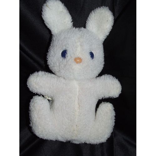 LAPIN Boulgom Doudou Peluche BLANC Yeux BLEUS GRELOT 23 CM OREILLES ...