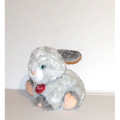 Lapin gris blanc aux yeux bleus peluche doudou tous doux trudi hauteur ...