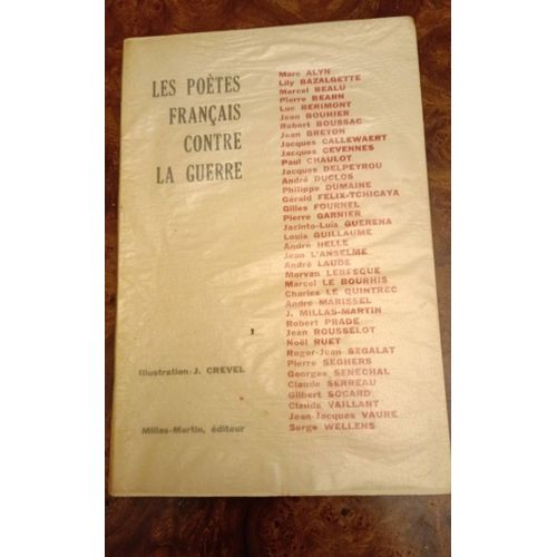 Les poètes français contre la Guerre aux éditions Millas-Martin ...