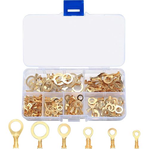 Lot de 150 Cosses Electrique Oeillet Ronde en Laiton, Cosses de Cable Electrique, Cosse a Sertir ...