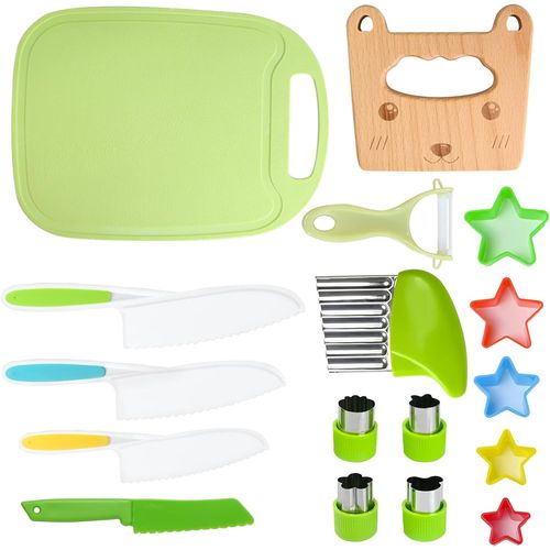 Lot de 17 Couteaux de Cuisine pour Enfants, Ensemble Couteaux de ...