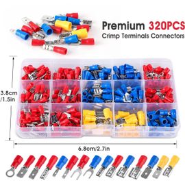 Lot de 320 Cosses Electriques à Sertir, Cosse Electrique Isolée, Cosses et kits, Connecteurs à ...