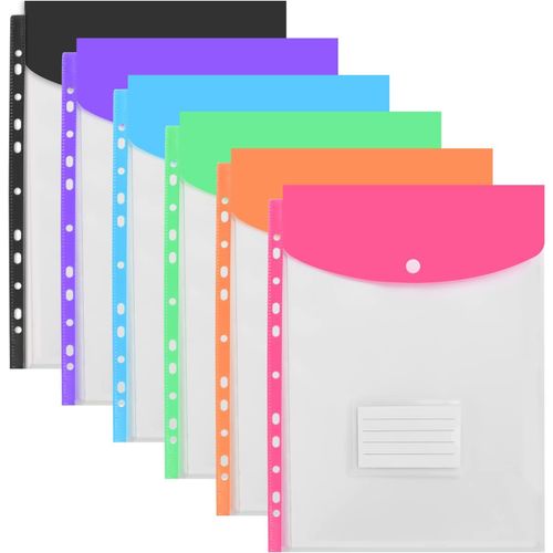 Lot de 6 Pochette Porte-Documents avec Bouton-Pression, Pochette ...