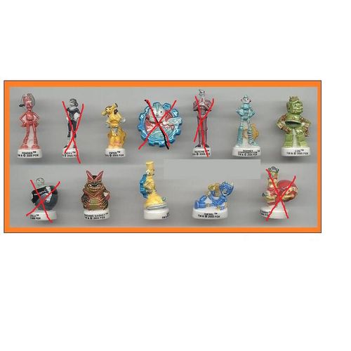 Lot de 7 Fèves série robots 2005 fox = fender, piper, rodney, lug ...