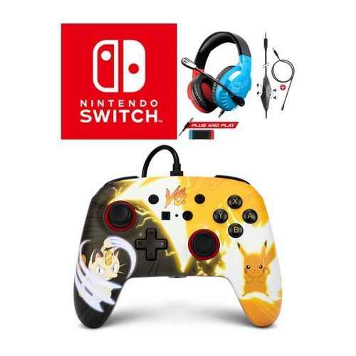 Manette filaire SWITCH Pokémon Pikachu Miaouss MEOWTH Officielle ...