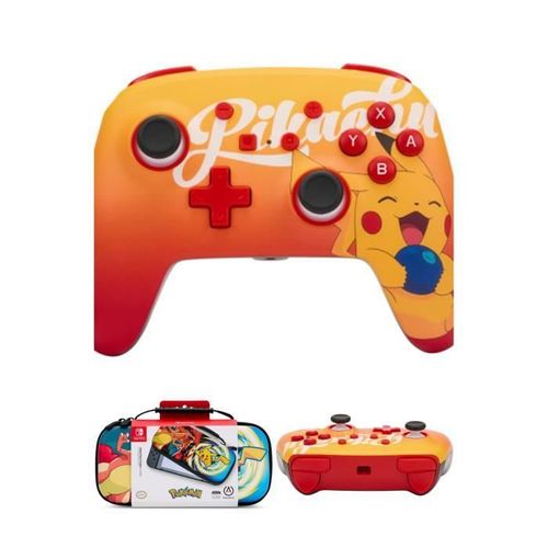 Manette SWITCH Filaire Nintendo Oran Berry Pikachu Officielle + Sacoche ...