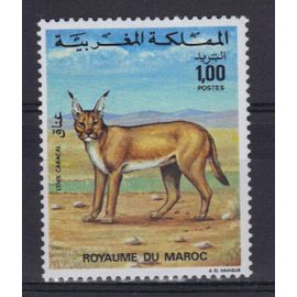 MAROC 1975 : Faune marocaine : Félin sauvage : Lynx caracal - Timbre ...