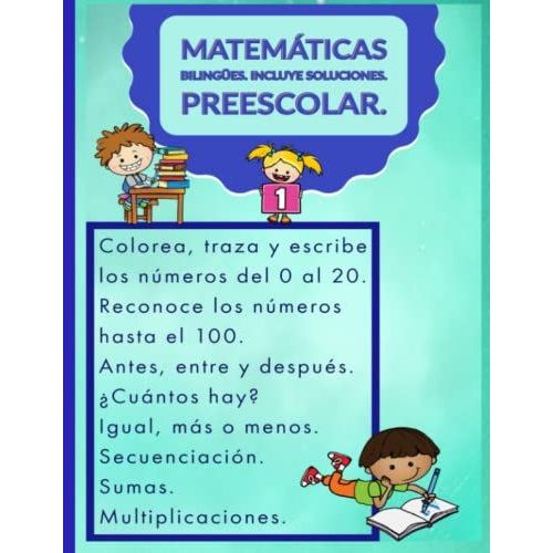 Matemáticas bilingües. Incluye soluciones. Preescolar: Colorea, traza y ...