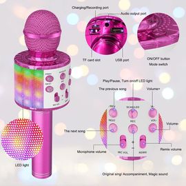 Microphone sans Fil Karaoké, Ankuka Micro Karaoke Enfant avec Lumières LED de Danse, Microphone ...