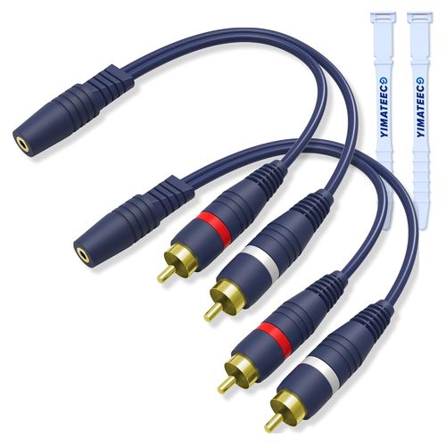 MONDODIGITALE-Câble Répartiteur Rca 3,5 Mm Vers Rca Câble Av Rca 1 Femelles Vers 2 Mâle Rca Y ...