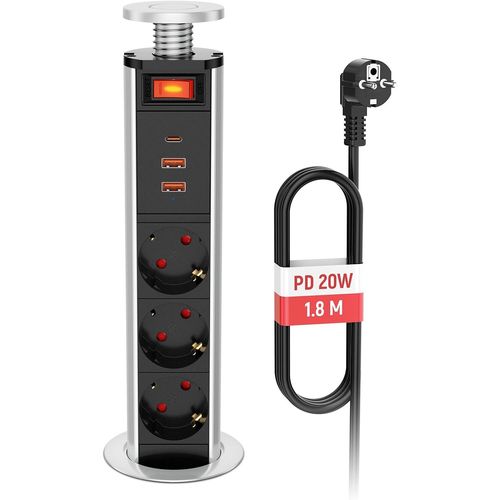 Multiprise Encastrable 3 Prises avec Interrupteur, Prise Encastrable ...