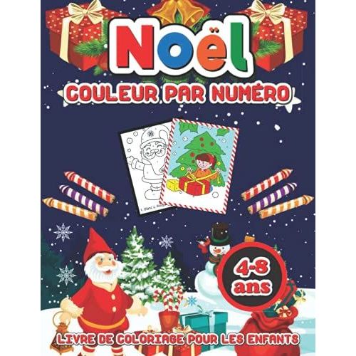 Noël livre de coloriage couleur par numéro pour les enfants 4-8 ans ...