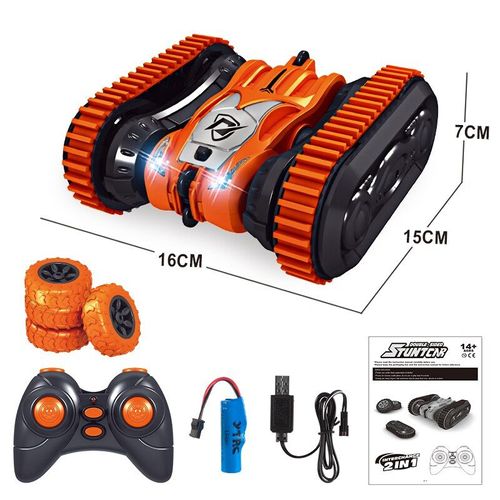 ORANGE Voiture cascadeuse 4x4 avec télécommande pour enfant, 2 en 1, 2.4G, Double face ...