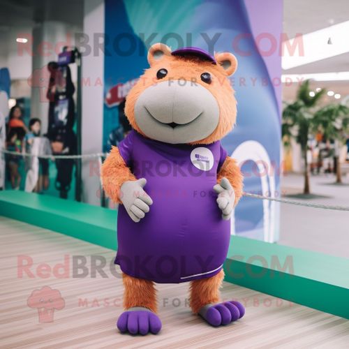 Personnage de costume de Mascotte REDBROKOLY Capybara violet habillé d ...