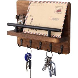 Porte-Clés Mural en Bois avec 5 Crochets, Porte Clé Mural Porte ...