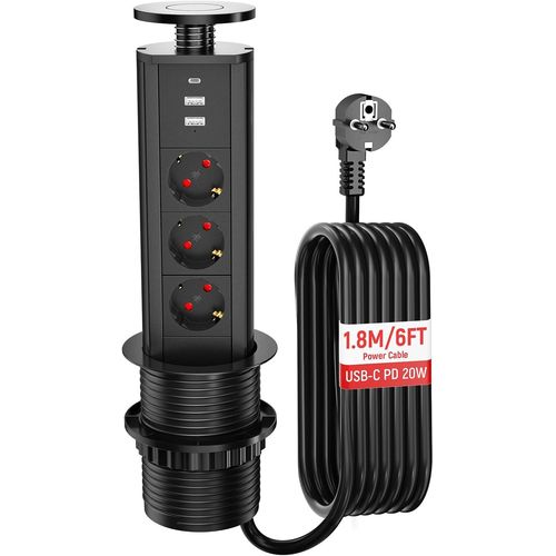 Prise Encastrable Plan De Travail, Bloc Prise Escamotable 3 Prises 2 ...