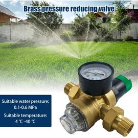 Reducteur de Pression Eau 3/4 Pouce, avec Manometre Pression Eau, Réducteur de Pression d'eau ...