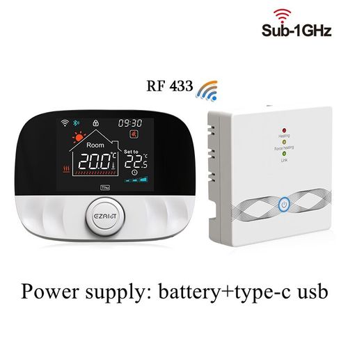 RF433 Thermostat sans fil WiFi pour chauffage au sol Eau Chaudière à gaz Chambre de la maison ...