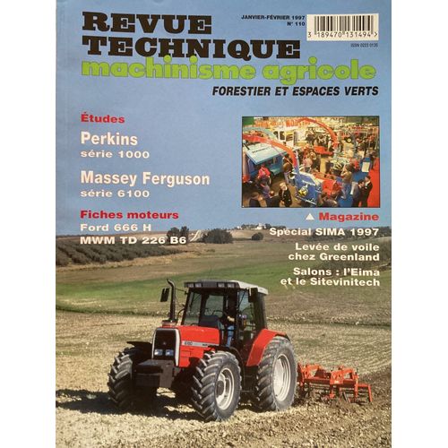 RTMA 110 REVUE TECHNIQUE TRACTEUR MASSEY FERGUSON 6110 à 6180 MOTEUR PERKINS Série1000 MECANIQUE ...
