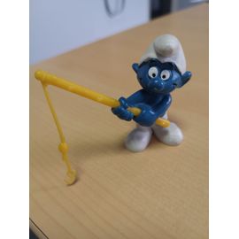 Schtroumpf pêcheur variante canne jaune Figurine Collection Schtroumpfs ...