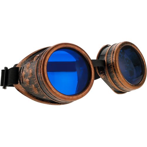 Steampunk Blue Lenses Black Cyber Goggles Rave Goth Vintage Victorian ...