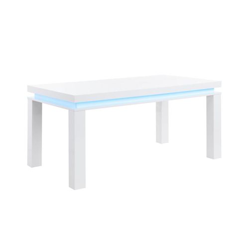 Table à manger EMERSON - 6 couverts - MDF laqué blanc - LEDs | Rakuten
