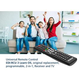 Télécommande Universelle EDI-RCU 3 Learn OS, Originale, Programmable, 2en1 TV et Récepteur ...