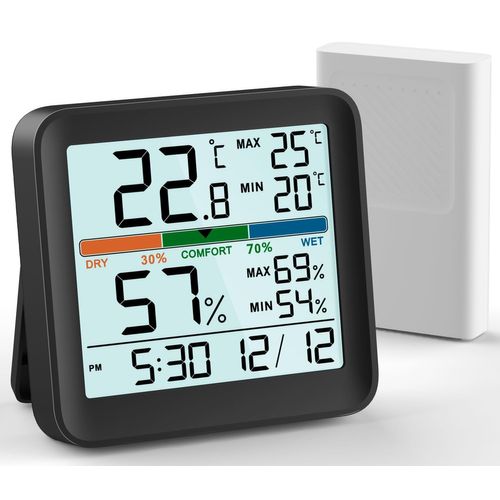 Thermom?tre et Hygrom?tre Pour Int?rieur et Ext?rieur Moniteur D'humidit? Jauge de Temp?rature ...