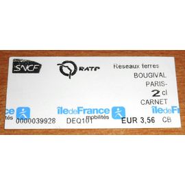 Ticket de métro blanc marque page sncf ratp bougival paris 2019 | Rakuten