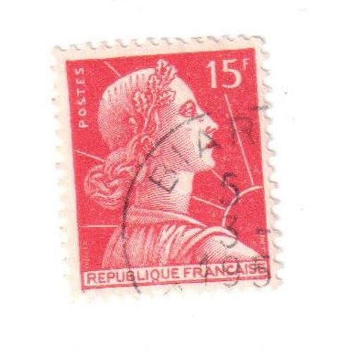 Timbre Français Oblitéré : Marianne, rouge, 15 fr | Rakuten