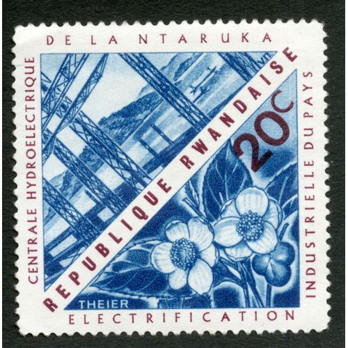Timbre non oblitéré république rwandaise, centrale hydroélectrique de ...