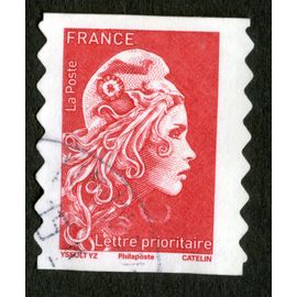Timbre oblitéré marianne rouge,yseult yz,catelin,france,la poste,lettre ...