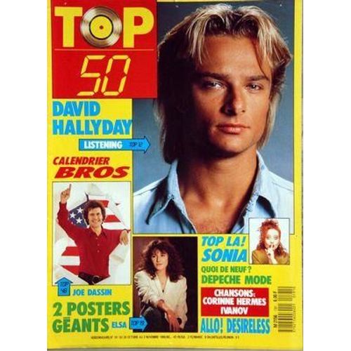TOP 50 N° 191 DU 28/10/1989 - DAVID HALLYDAY - BROS - JOE DASSIN - ELSA ...