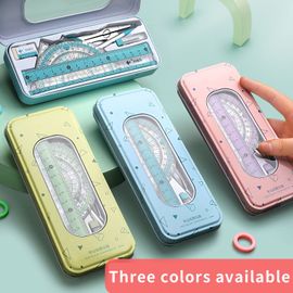 TRACAGE METROLOGIE,Hard ruler set pink--Règle de boussole ...