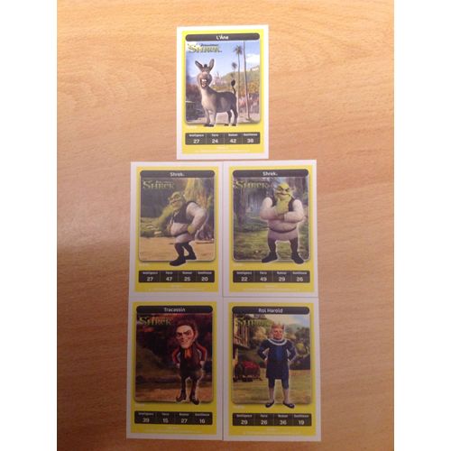 Tracassin + roi harold + shrek + l'âne + shrek (cartes carrefour ...