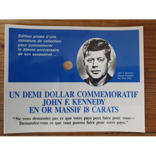 Un demi dollar commemoratif johnF.Kennedy en Or massif 18 carats | Rakuten