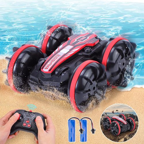 Voiture Telecommandé Amphibie Tout Terrain, 2.4GHz Étanche Voiture Radiocommandée, 4WD 360 ...