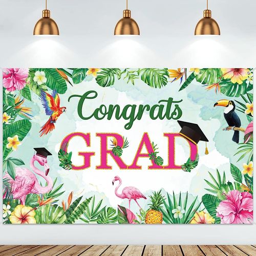 Xinyi Hawaiian Congrats Graduation Party Backdrop Luau Graduation