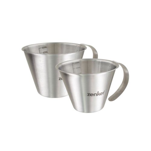Zenker 9918750 Lot de 2 verres doseurs inox 250 ml et 500 ml, verre mesureur, verre gradué ...